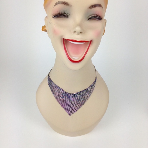 Vintage | Jewelry | Vintage 8s Purple Metallic Flashy Bib Necklace ...